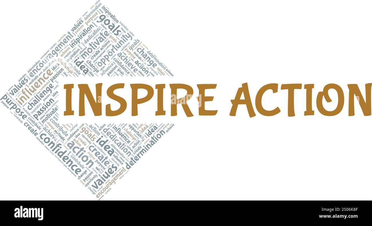 Inspire Action word cloud conceptual design isolated on white ...