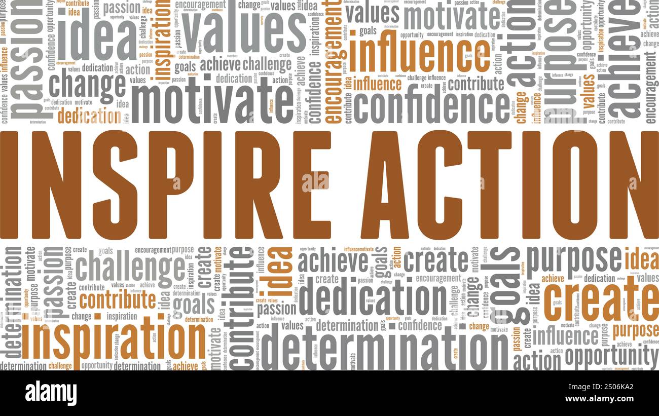 Inspire Action word cloud conceptual design isolated on white ...