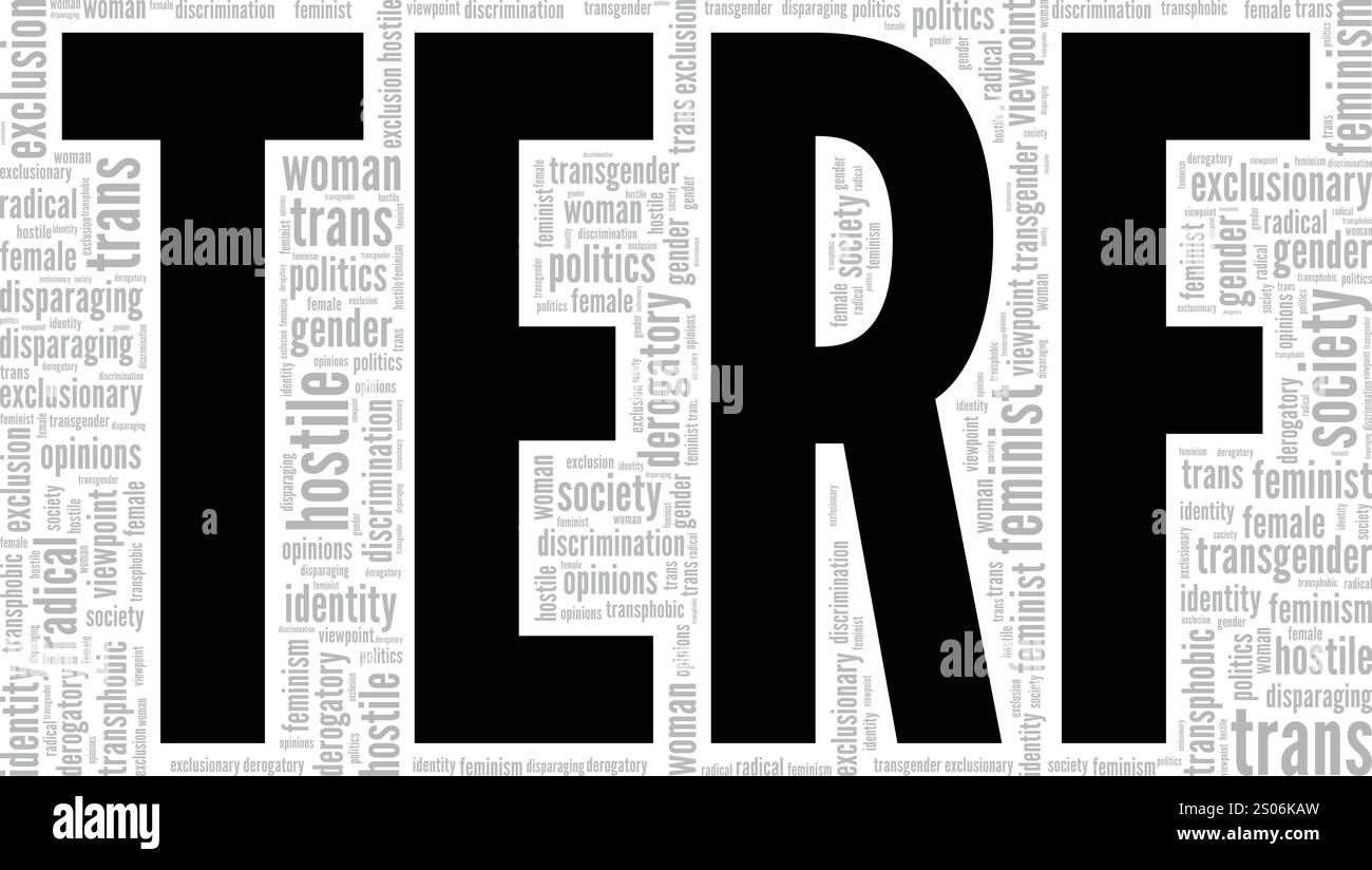 TERF word cloud conceptual design isolated on white background Stock ...