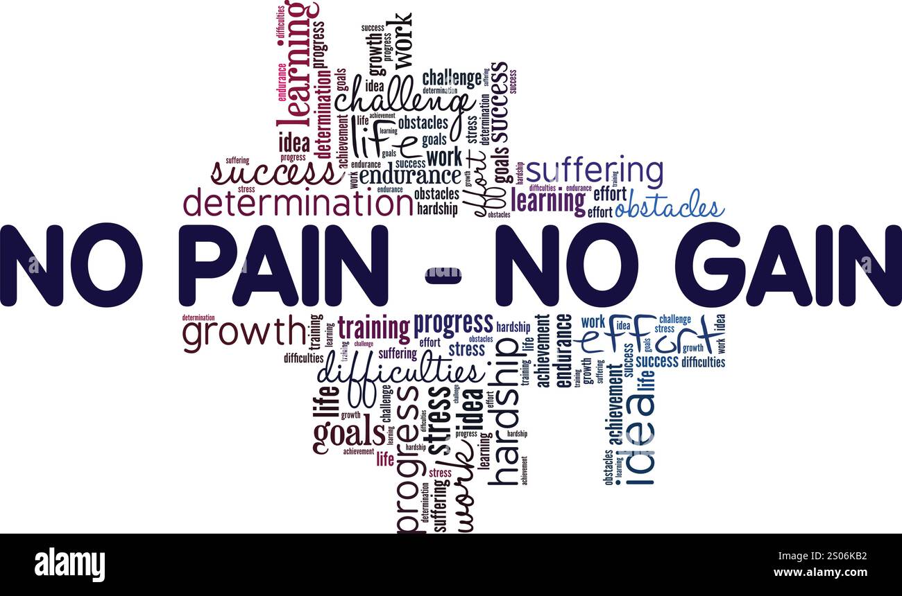 No Pain No Gain word cloud conceptual design isolated on white ...