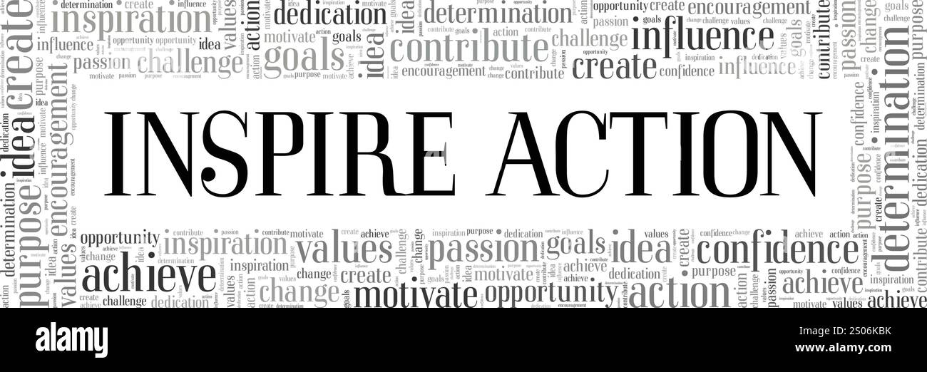 Inspire Action word cloud conceptual design isolated on white ...