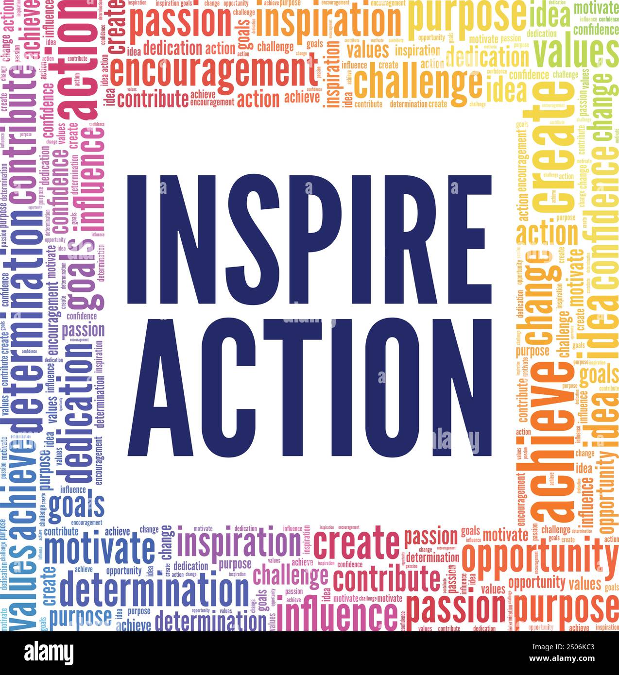 Inspire Action word cloud conceptual design isolated on white ...