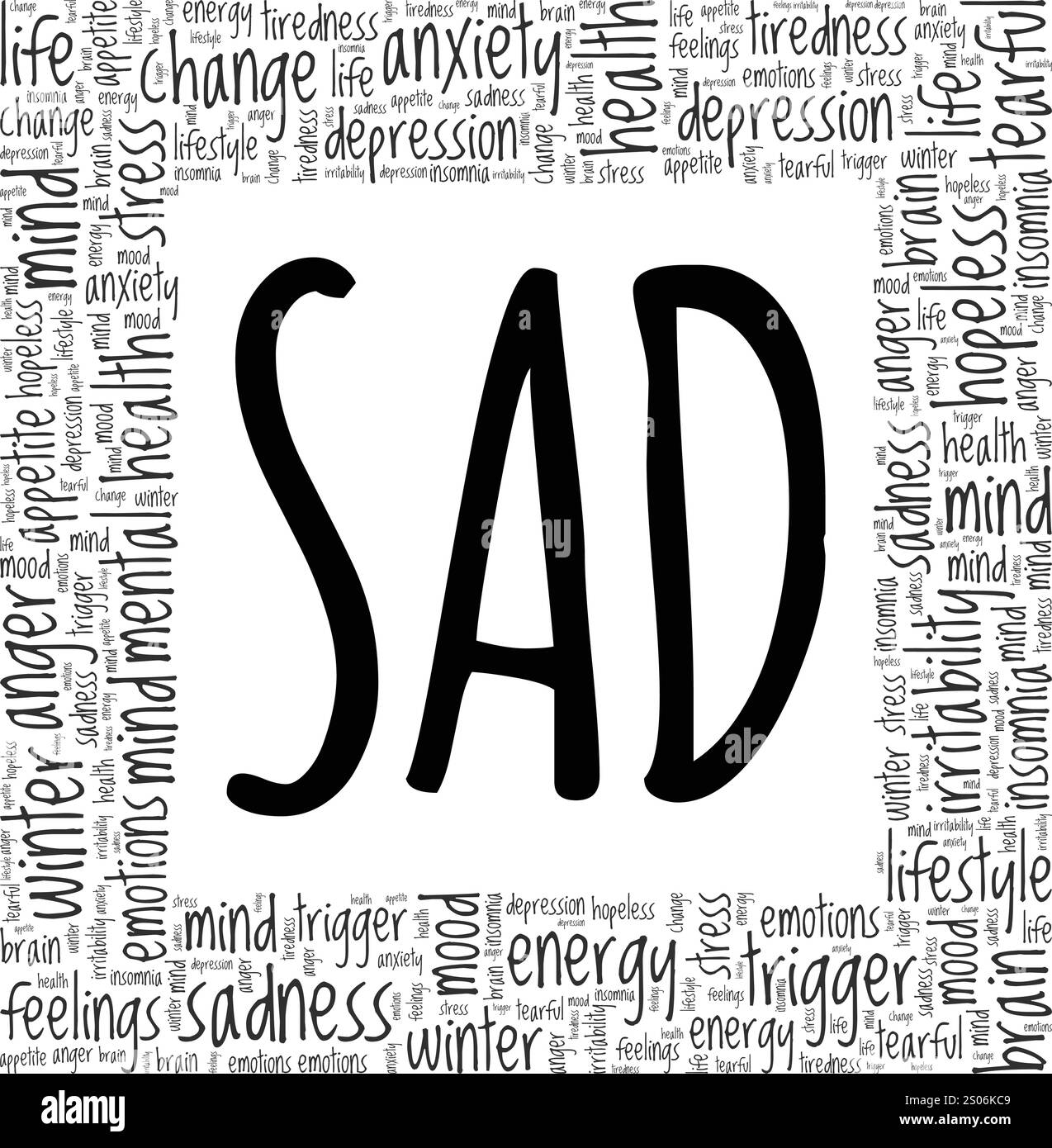 SAD Seasonal Affective Disorder word cloud conceptual design isolated ...