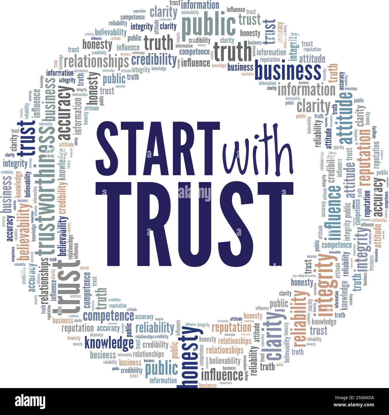 Start With Trust word cloud conceptual design isolated on white ...