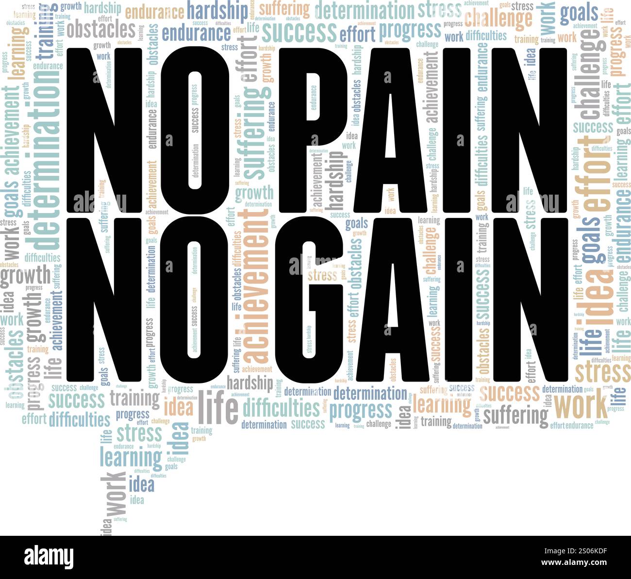 No Pain No Gain word cloud conceptual design isolated on white ...