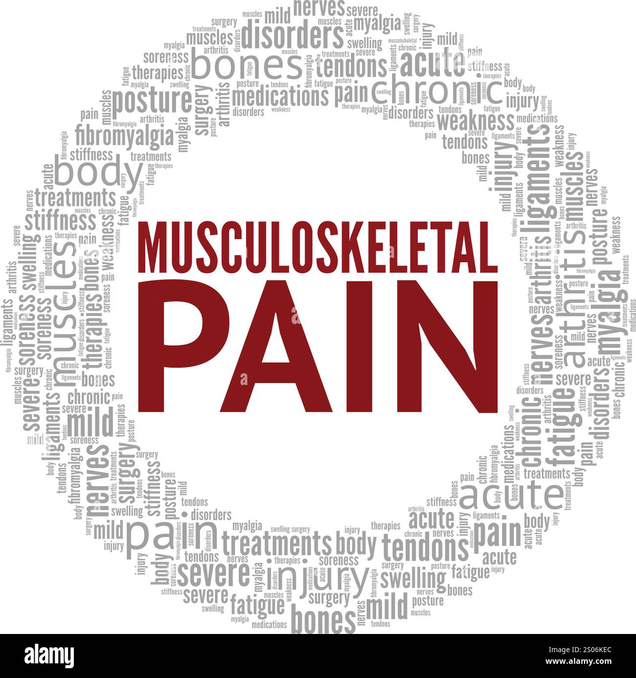 Musculoskeletal Pain word cloud conceptual design isolated on white ...