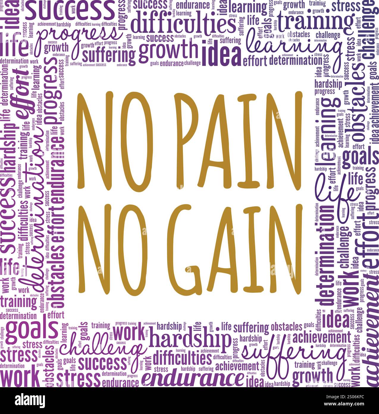 No Pain No Gain word cloud conceptual design isolated on white ...