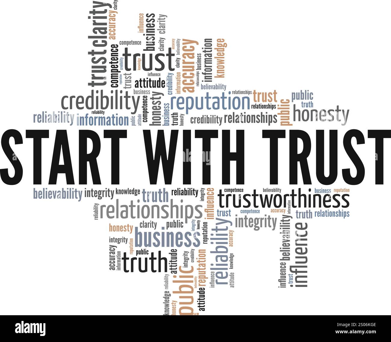 Start With Trust word cloud conceptual design isolated on white ...