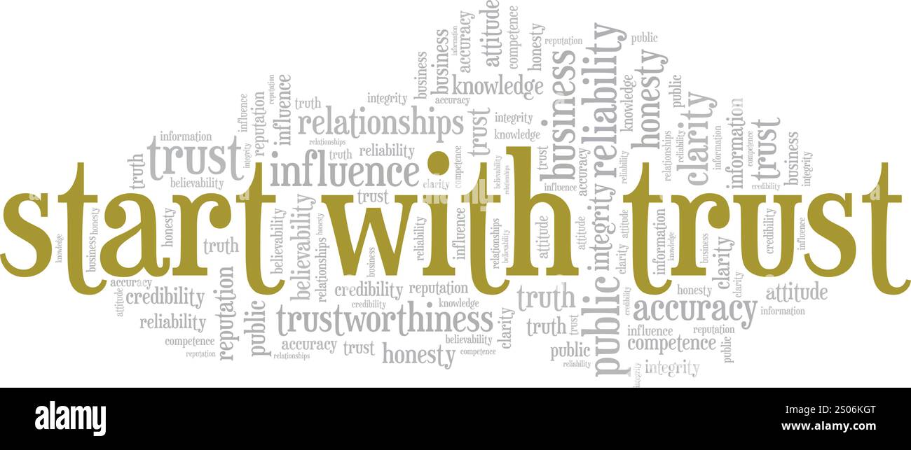 Start With Trust word cloud conceptual design isolated on white ...