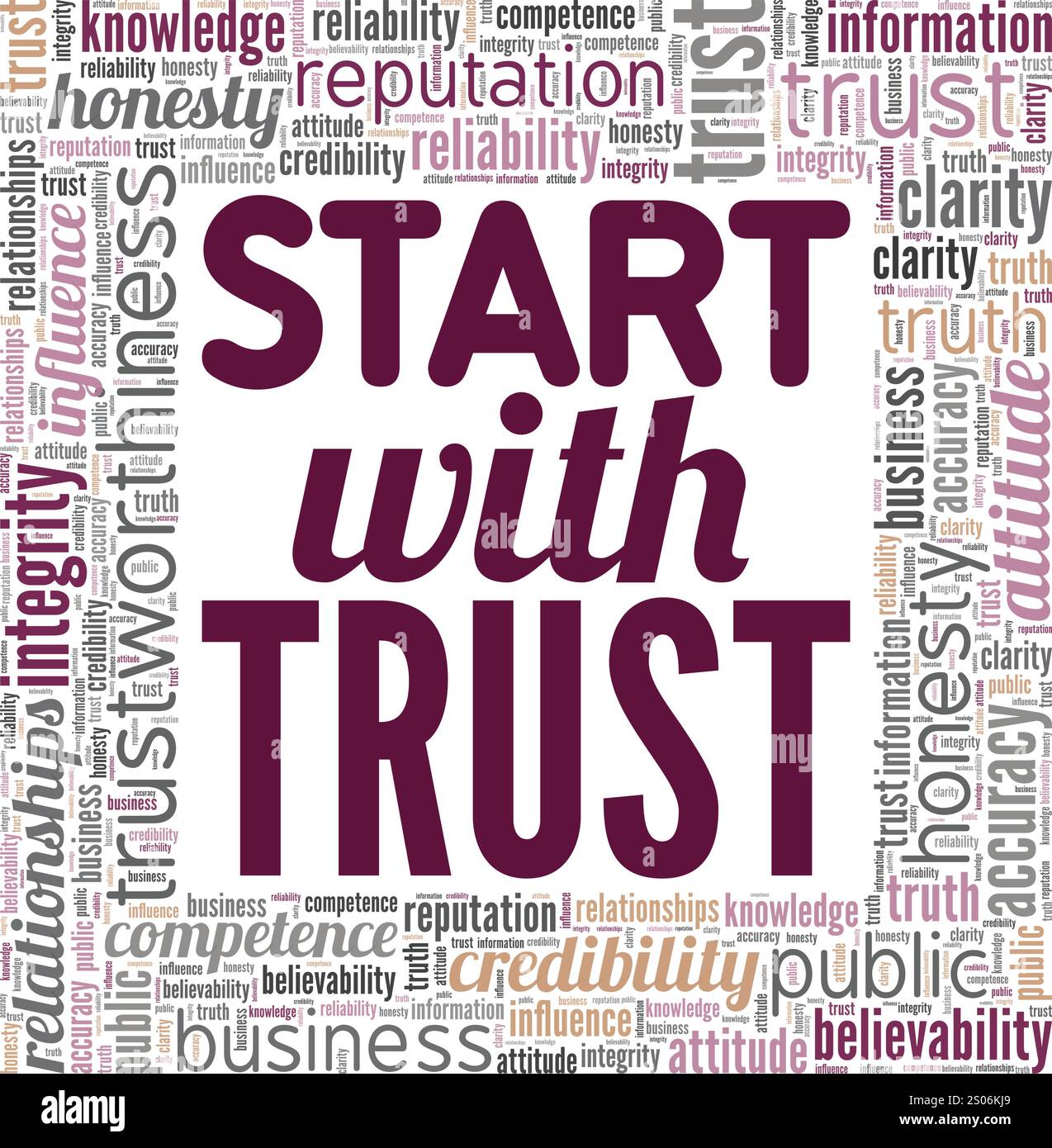 Start With Trust word cloud conceptual design isolated on white ...