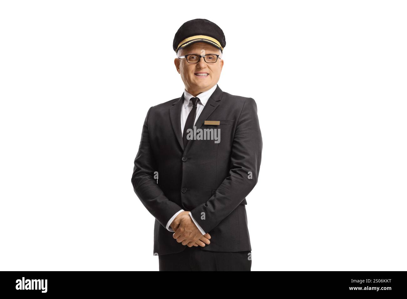 Chauffeur in a uniform posing isolated on white background Stock Photo ...