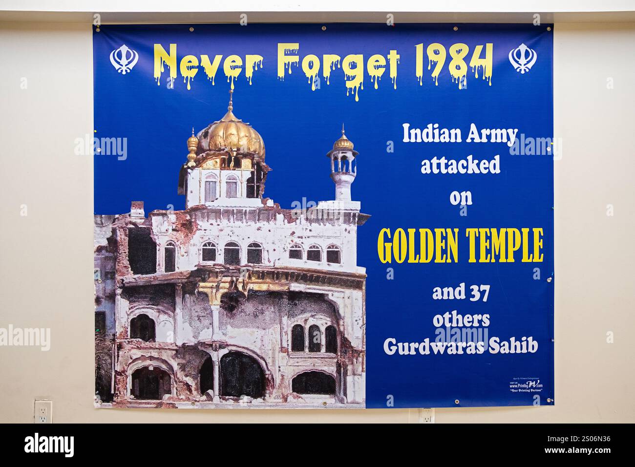 A sign in the lobby of the Sikh Cultural Center reminding worshippers ...