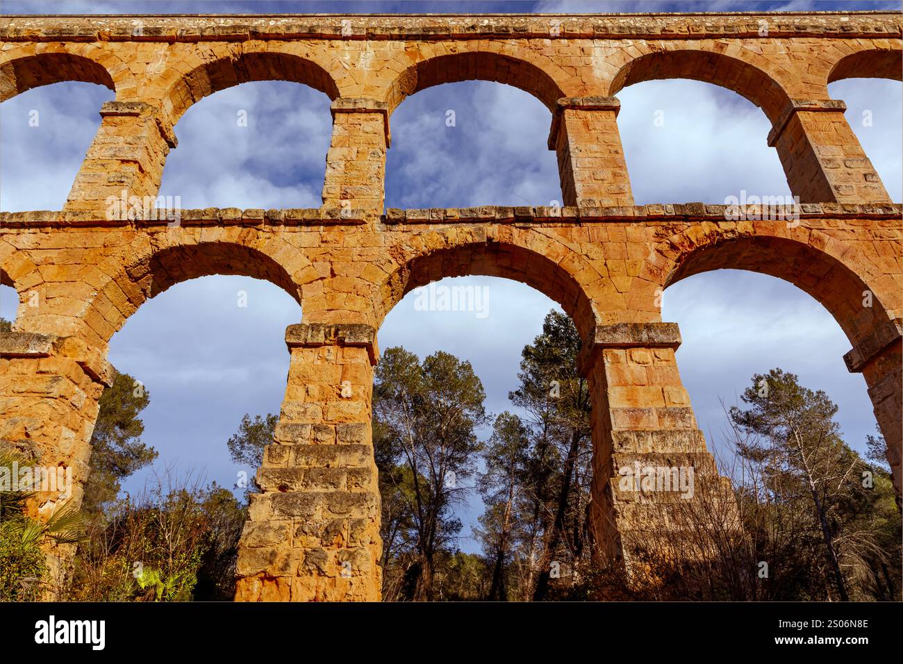 Tarragona, Spain - December 24th 2024 -Ancient Roman aquaduct looking ...