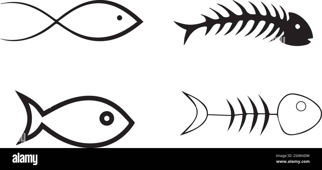 vector fish, fish skeleton animal drawing Stock Vector Image & Art - Alamy