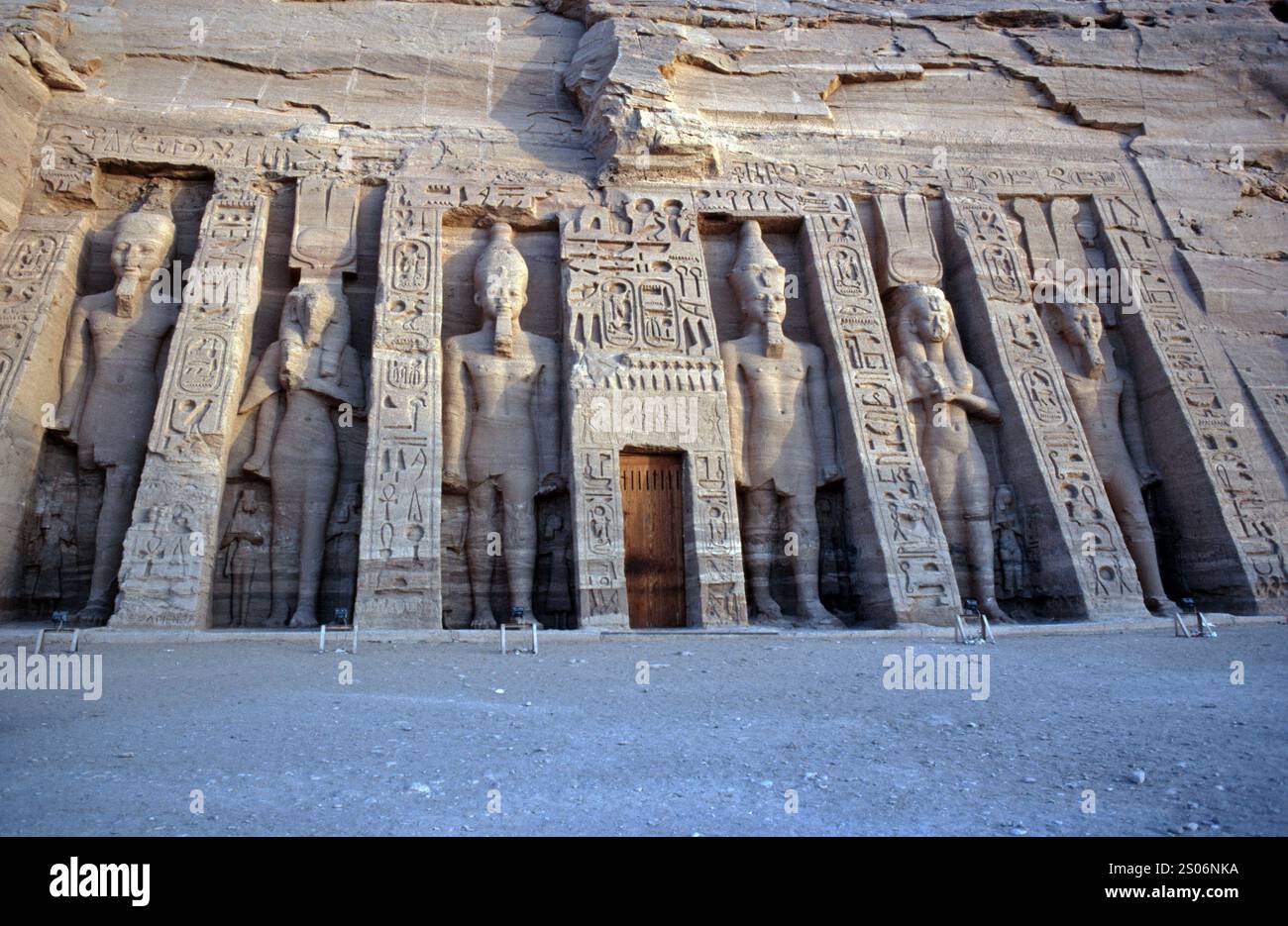 6 colossal statues, Hathor Temple of Nefertari, Abu Simbel, Nile Valley ...