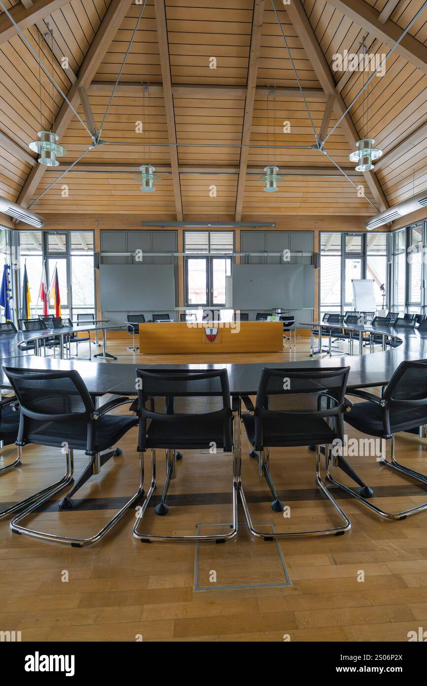 Stylish meeting room with striking wood panelling, perfect for ...