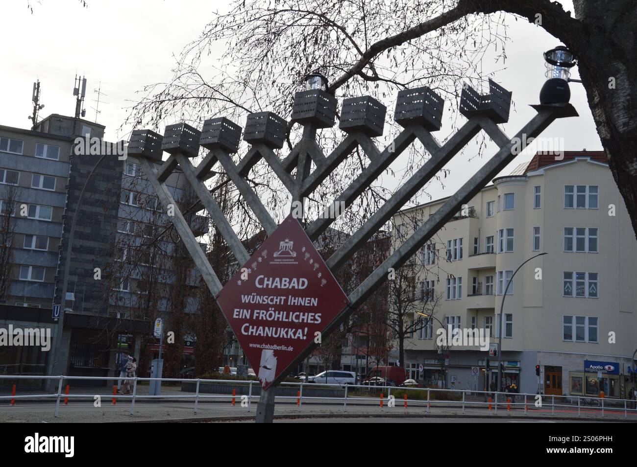 Berlin, Germany - December 25, 2024 - Hanukkiah at Bayerischer Platz ...