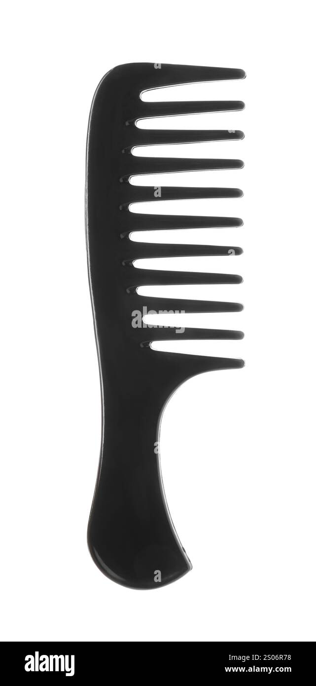 One black plastic comb isolated on white Stock Photo - Alamy