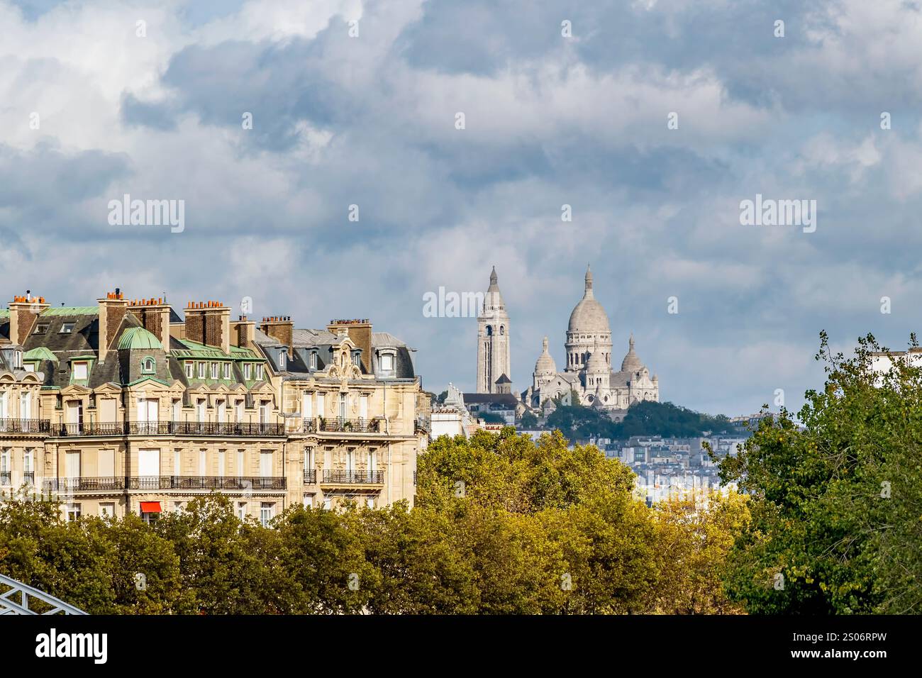 The Basilica of the Sacred Heart seen from the Pont d'Iéna bridge ...