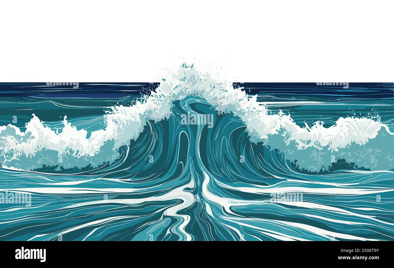 White water of a crashing wave Stock Vector Images - Alamy