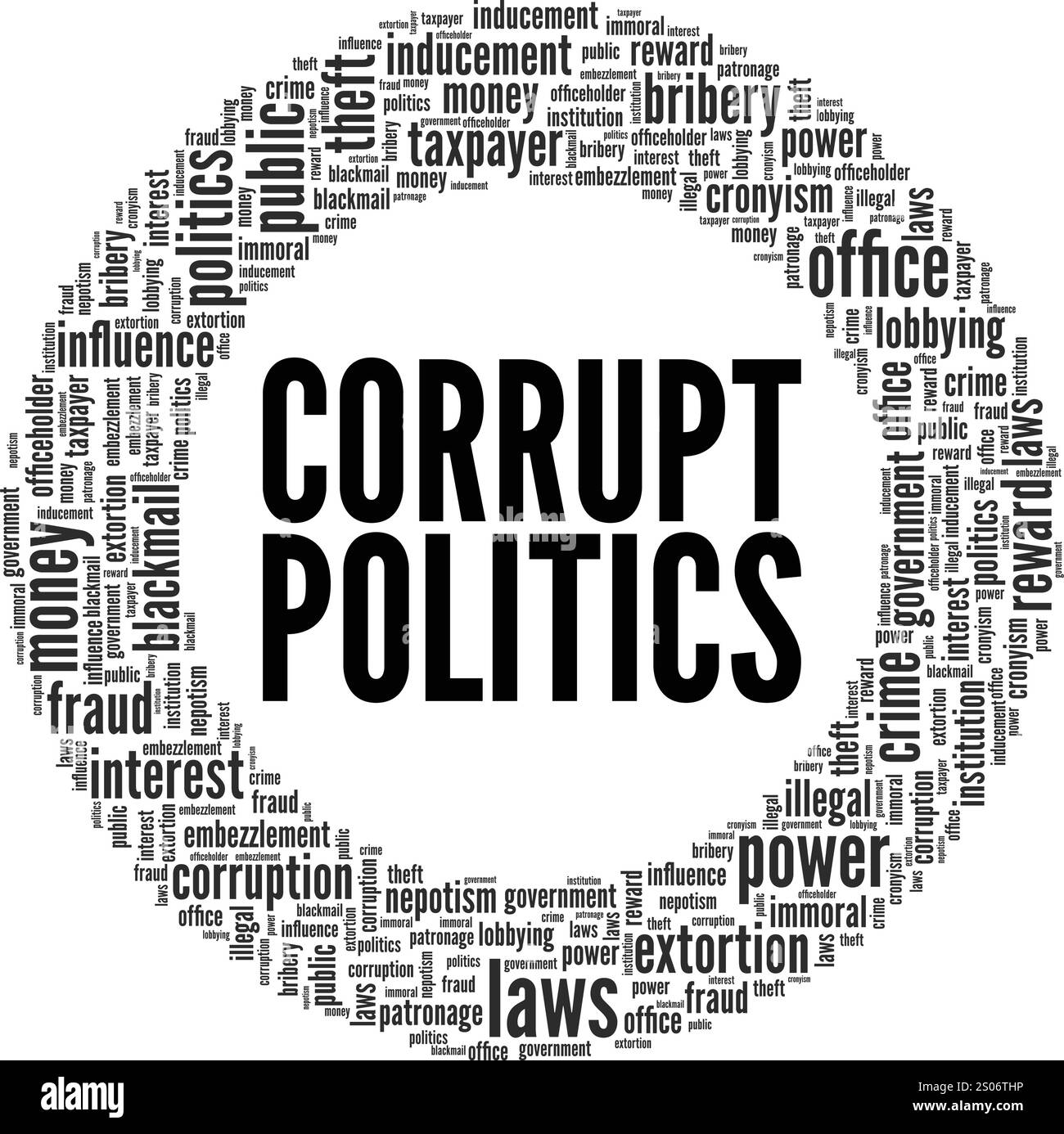 Corrupt Politics word cloud conceptual design isolated on white ...