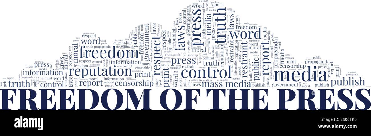Freedom of the Press word cloud conceptual design isolated on white ...
