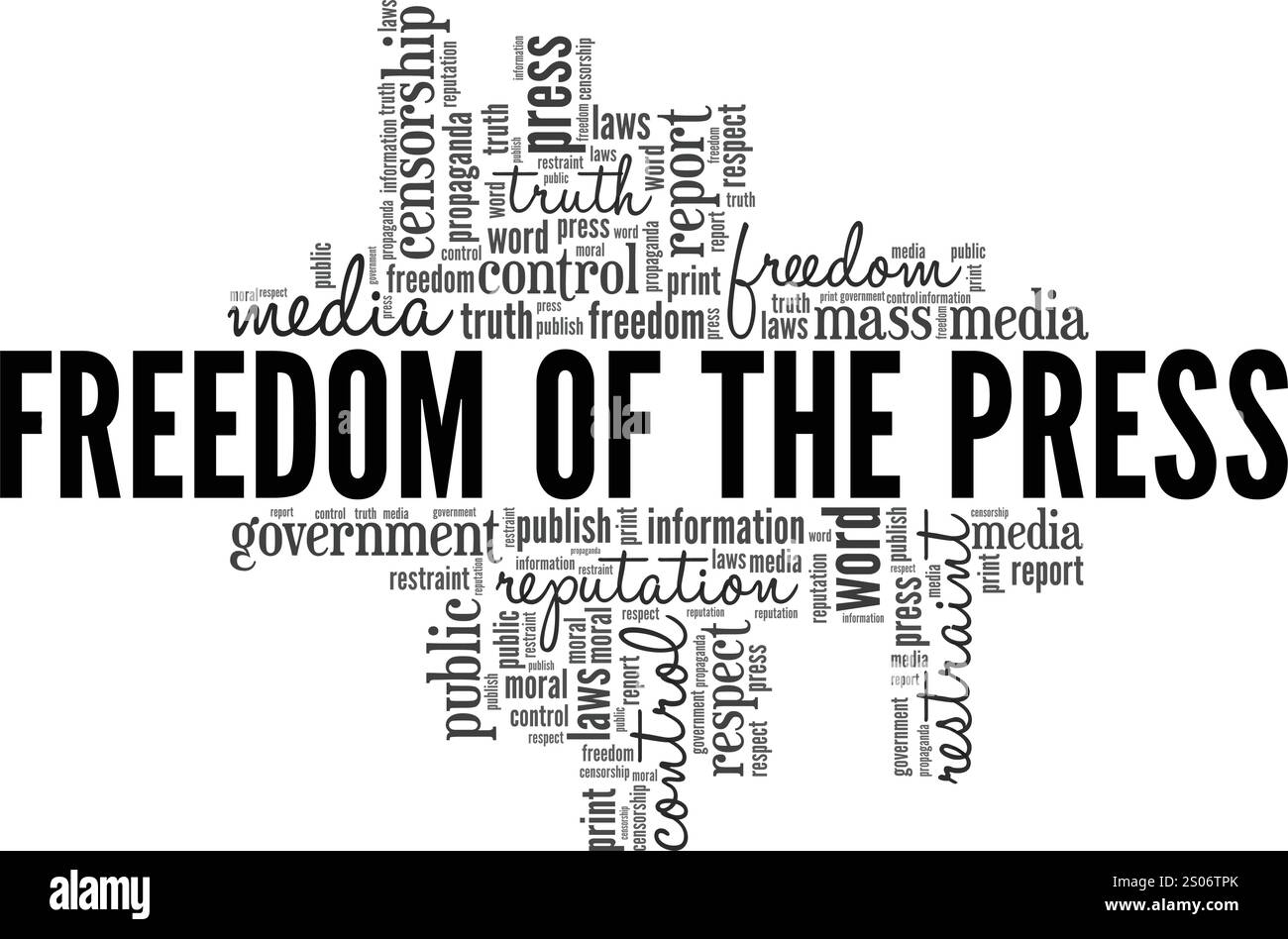 Freedom of the Press word cloud conceptual design isolated on white ...