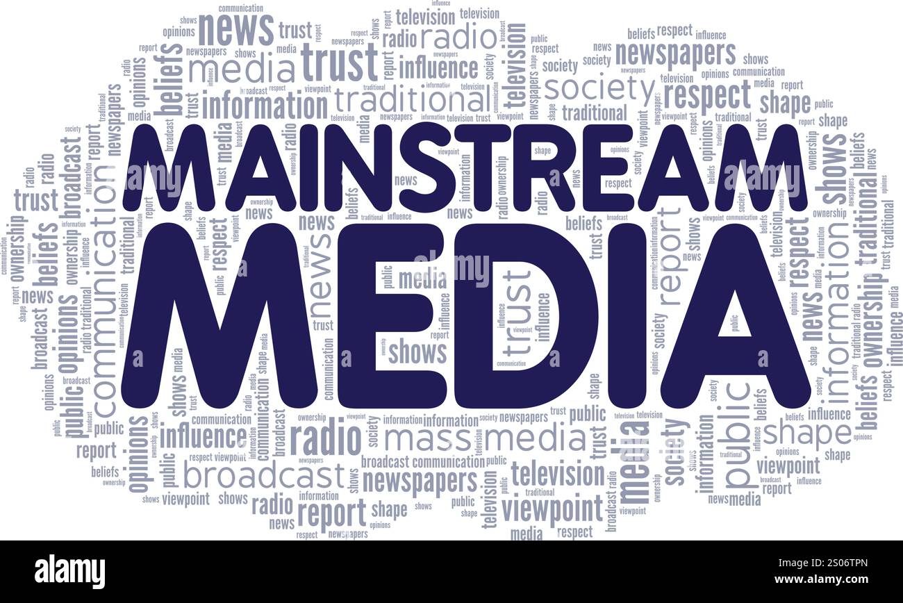 Mainstream Media word cloud conceptual design isolated on white ...