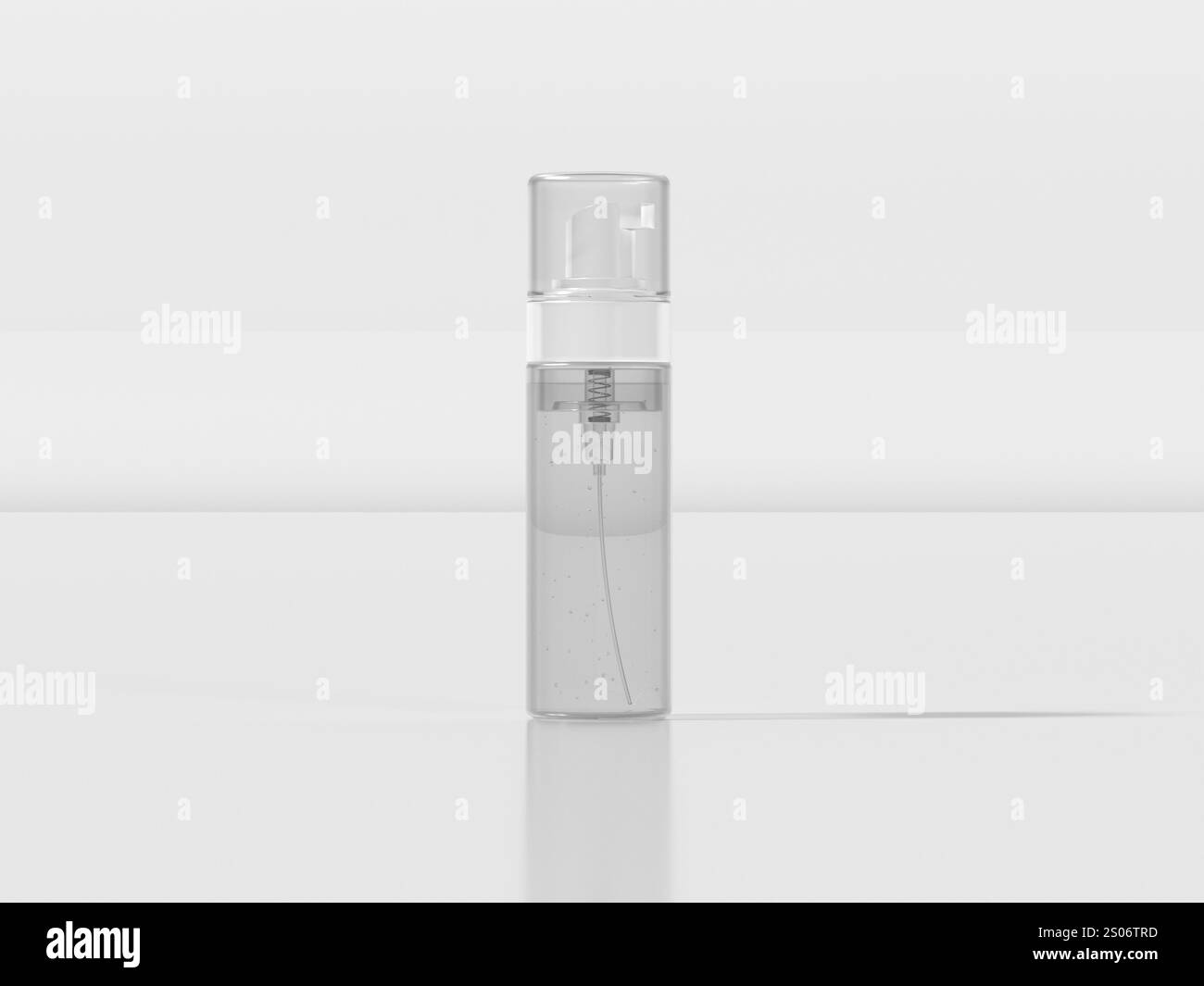 3D render, Transparent foam pump bottle mockup with spring mechanism ...