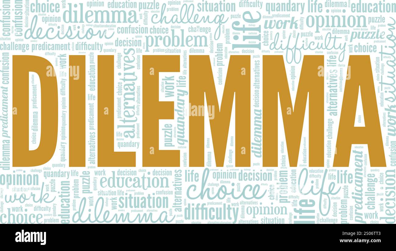 Dilemma word cloud conceptual design isolated on white background Stock ...
