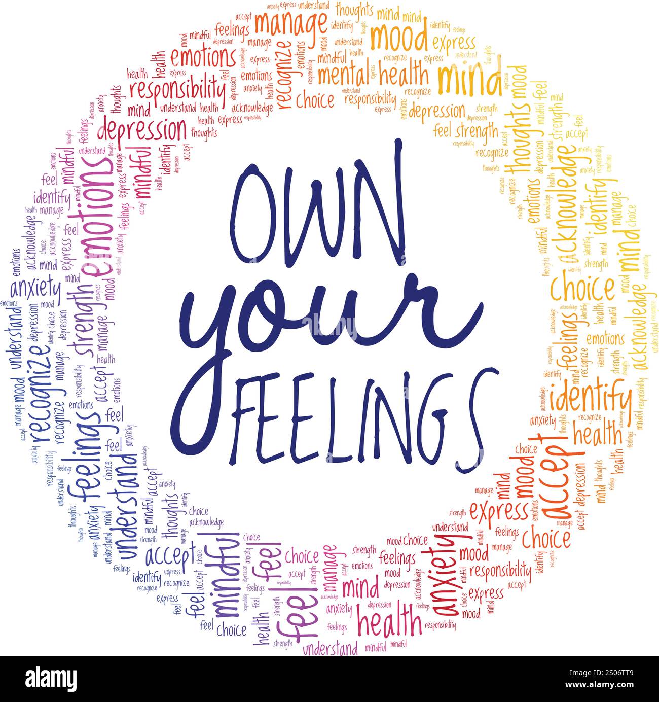 Own Your Feelings word cloud conceptual design isolated on white ...