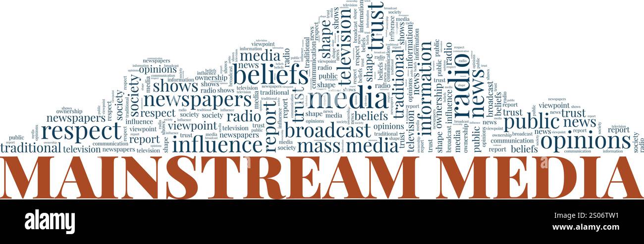 Mainstream Media word cloud conceptual design isolated on white ...