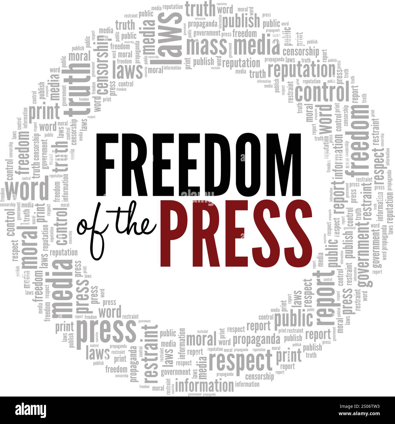 Freedom of the Press word cloud conceptual design isolated on white ...