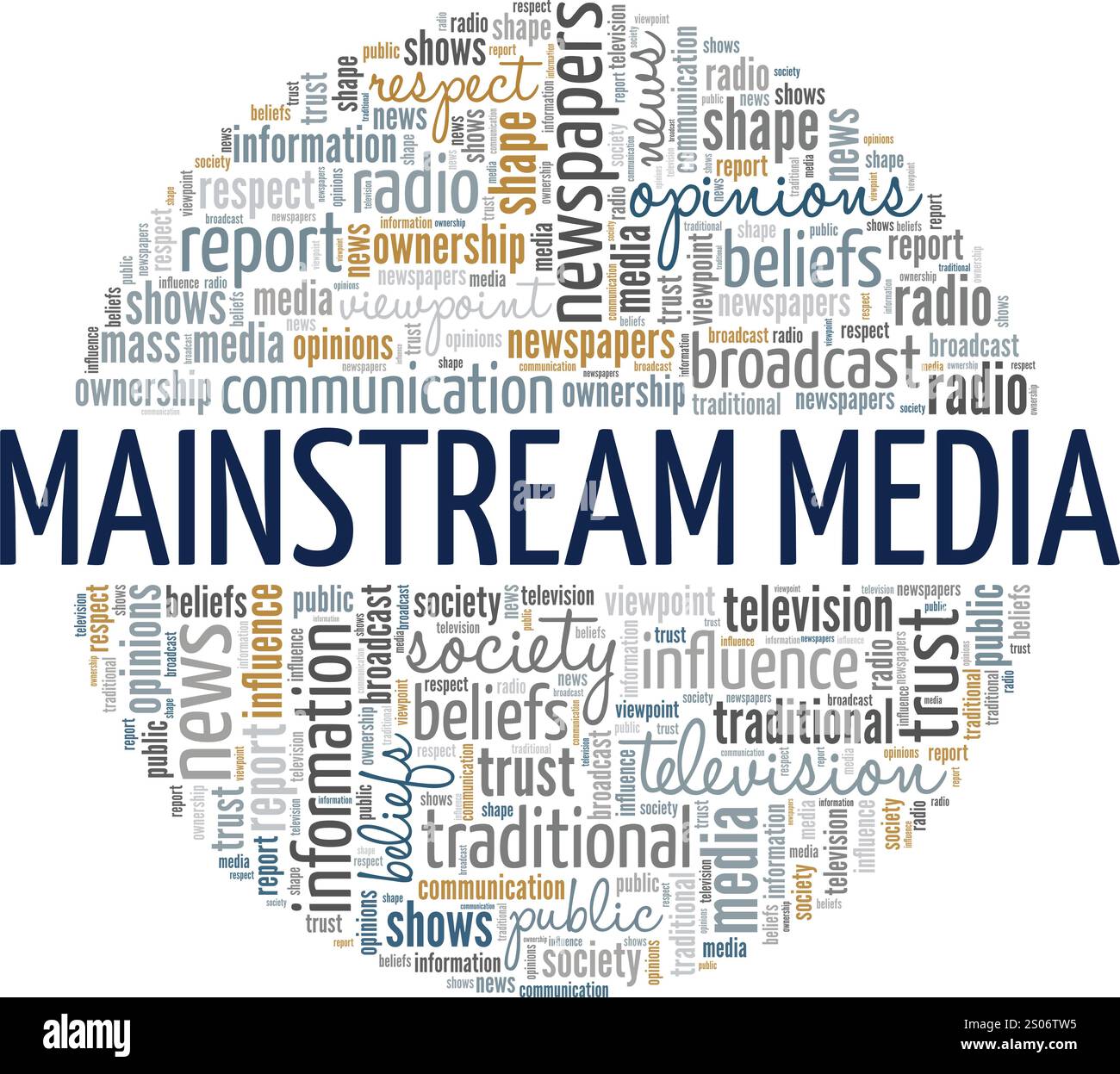 Mainstream Media word cloud conceptual design isolated on white ...
