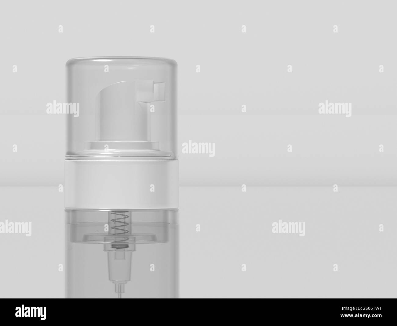 3D render, Transparent foam pump bottle mockup with spring mechanism ...