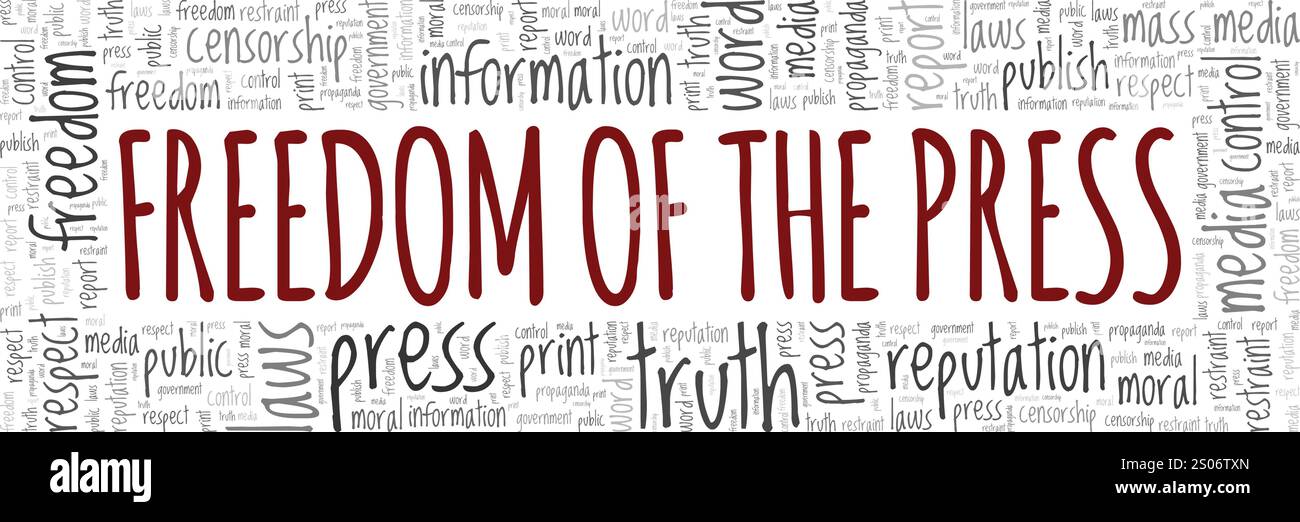 Freedom of the Press word cloud conceptual design isolated on white ...