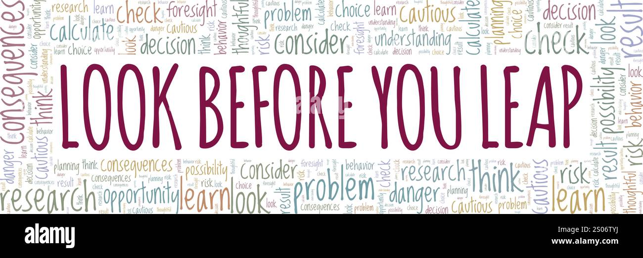 Look Before You Leap word cloud conceptual design isolated on white ...