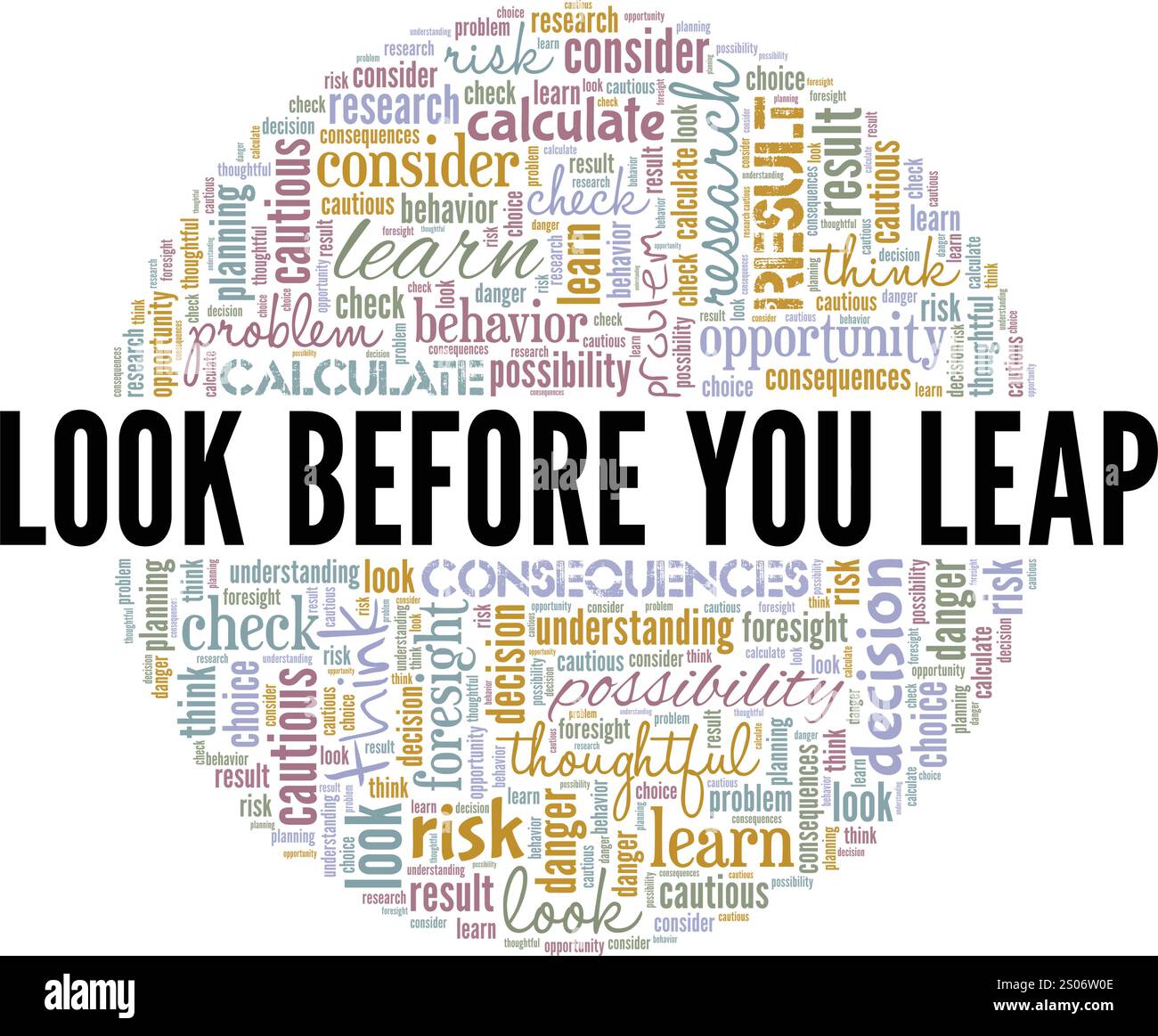 Look Before You Leap word cloud conceptual design isolated on white ...