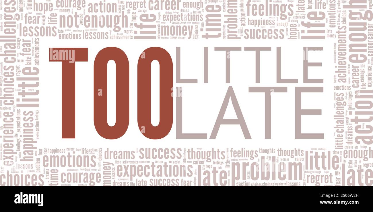 Too Little Too Late word cloud conceptual design isolated on white ...