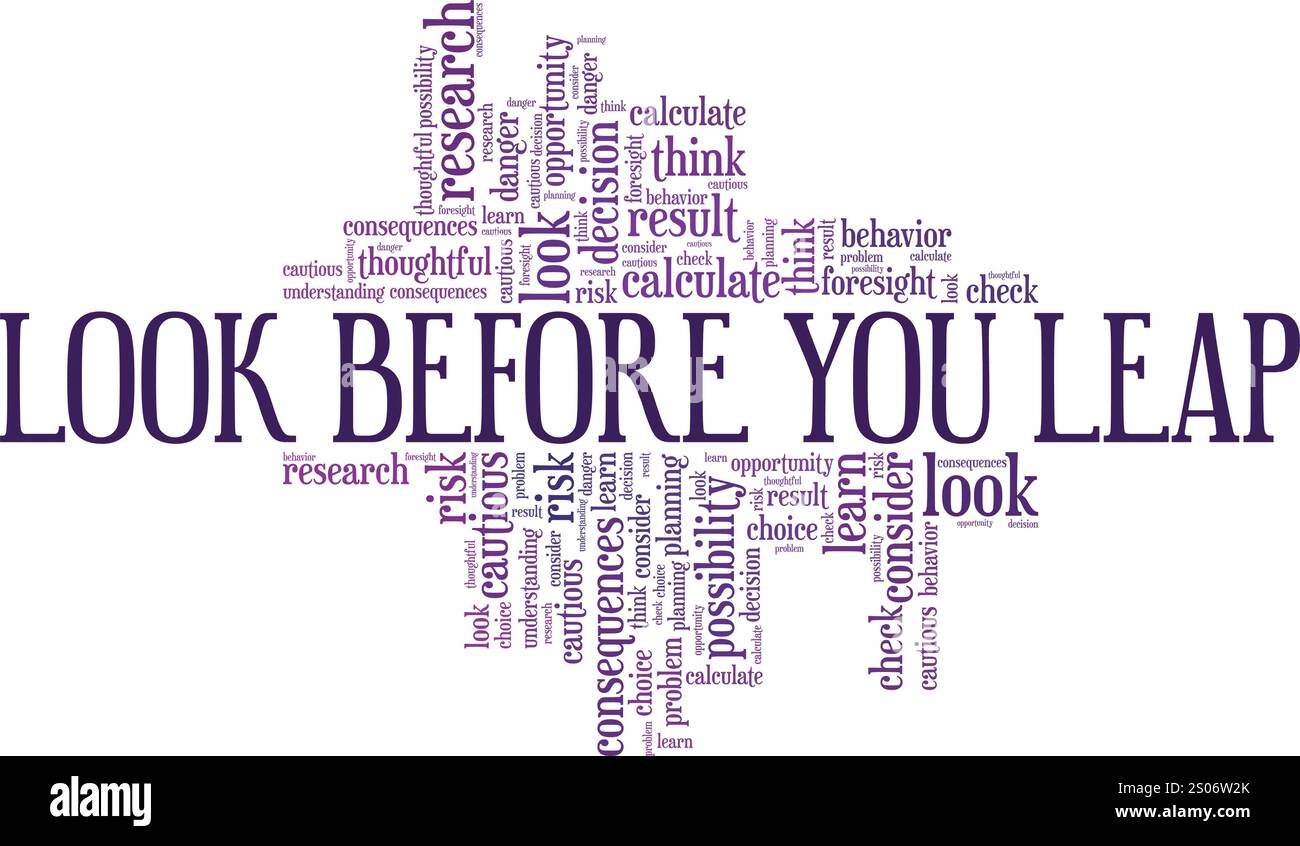 Look Before You Leap word cloud conceptual design isolated on white ...