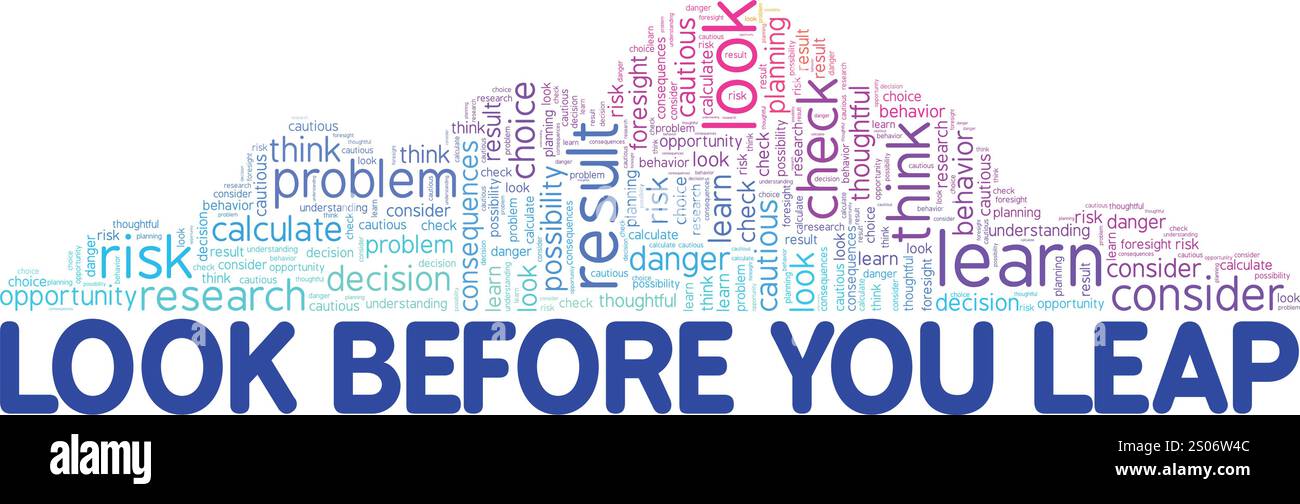 Look Before You Leap word cloud conceptual design isolated on white ...