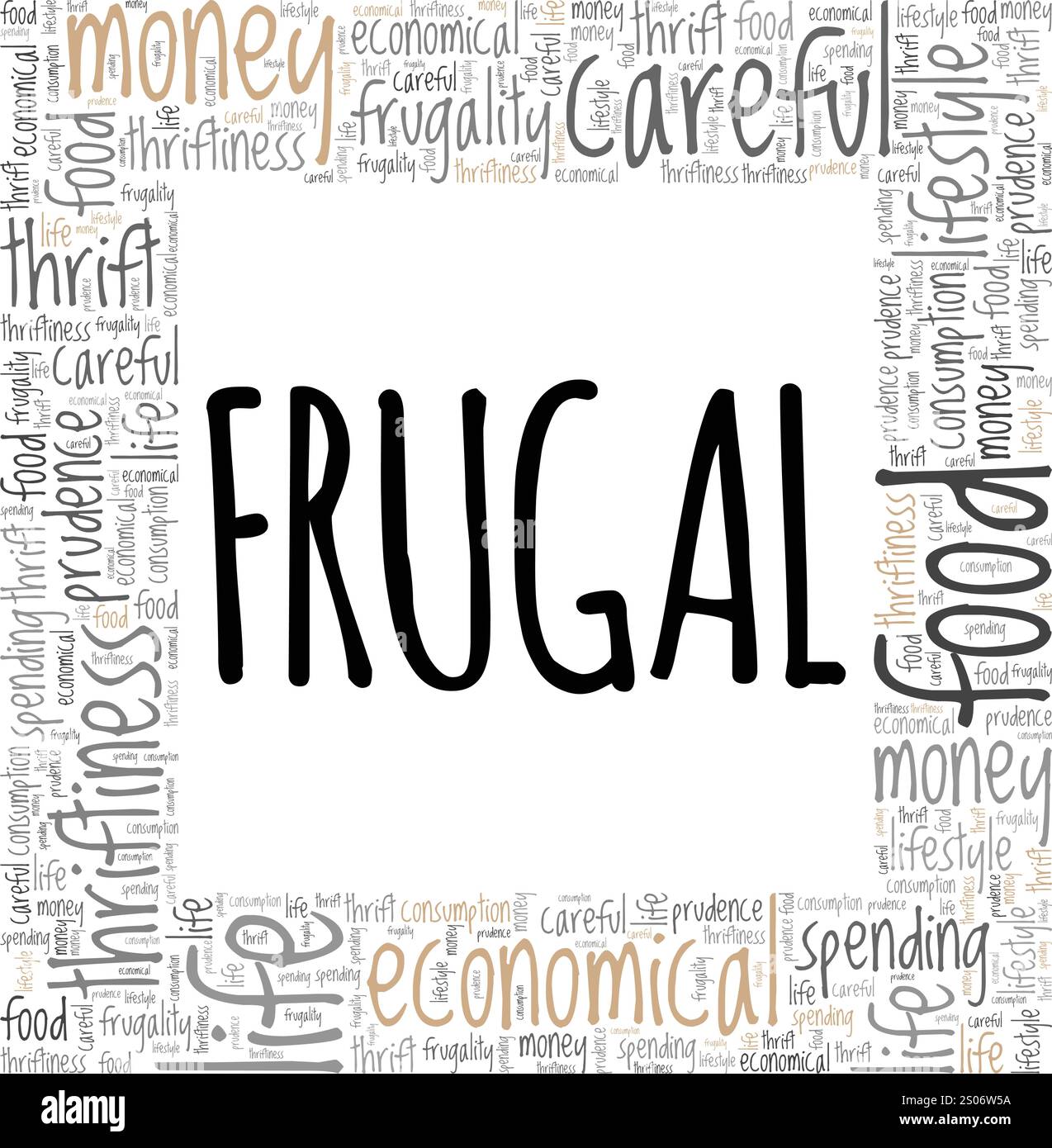Frugal word cloud conceptual design isolated on white background Stock ...