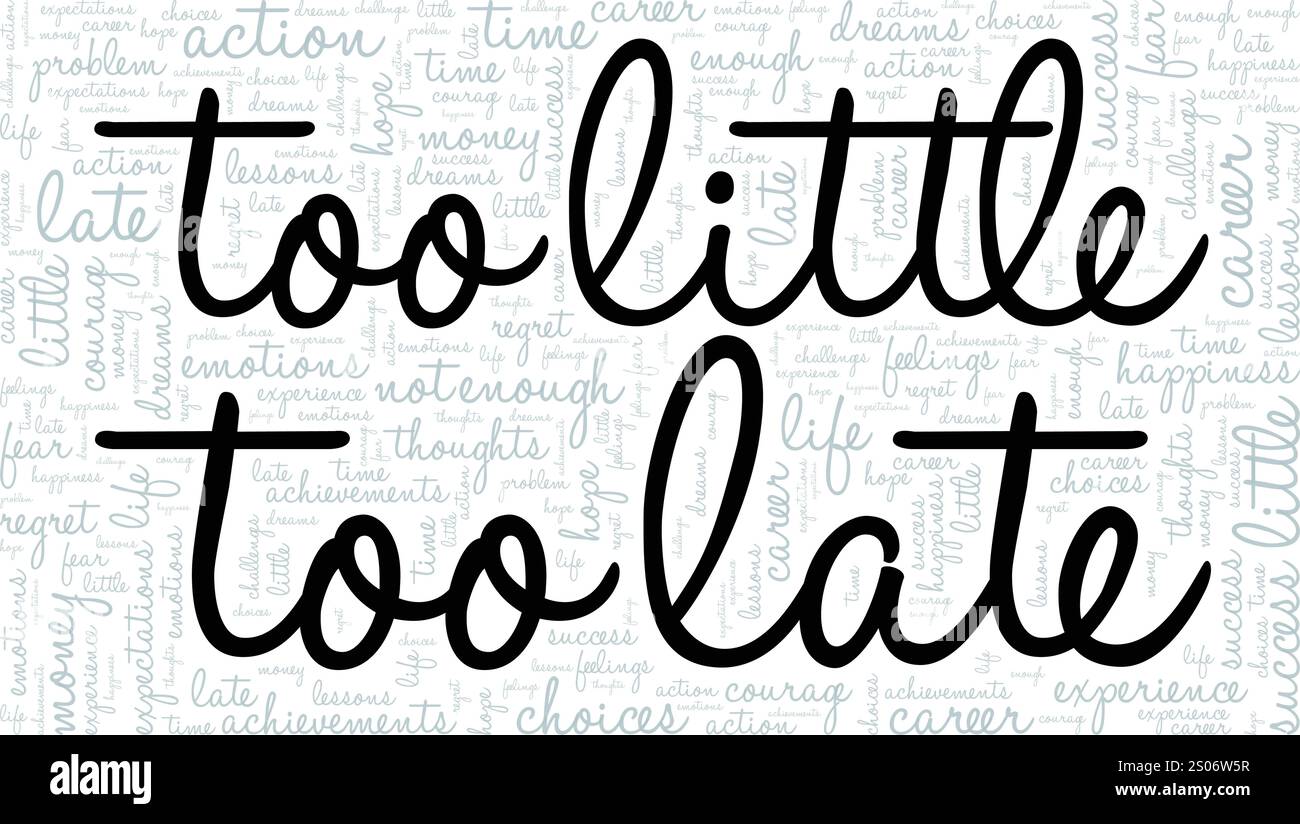 Too Little Too Late word cloud conceptual design isolated on white ...