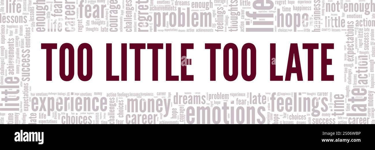 Too Little Too Late word cloud conceptual design isolated on white ...