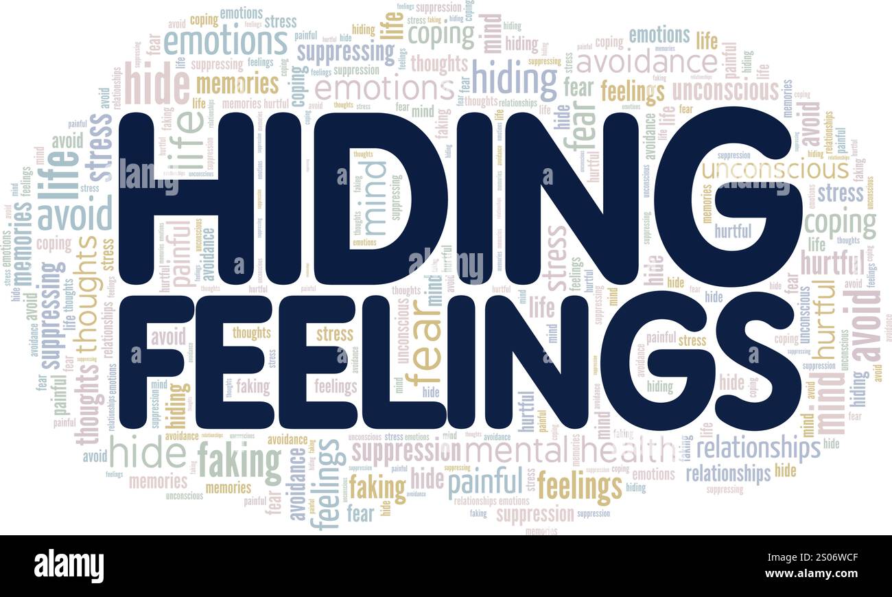 Hiding Feelings word cloud conceptual design isolated on white ...