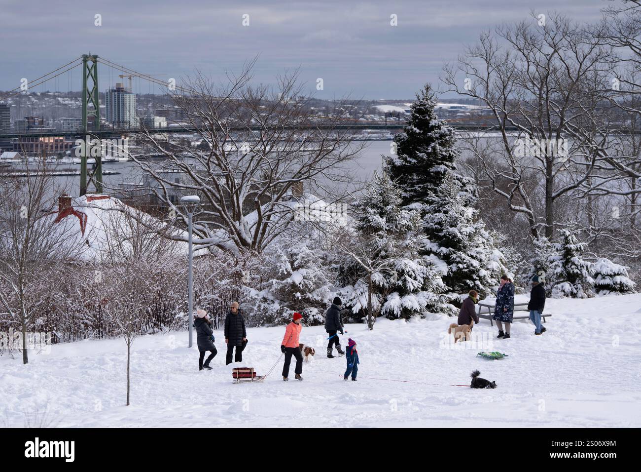 Halifax, Canada. 25th Dec, 2024. Families play in the snow at Needham ...