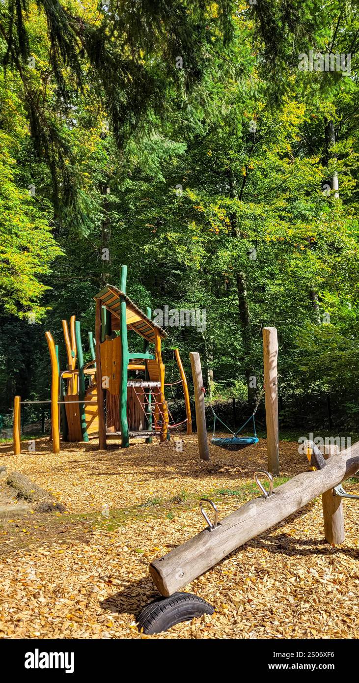 The part of playground for children made of predominantly natural ...