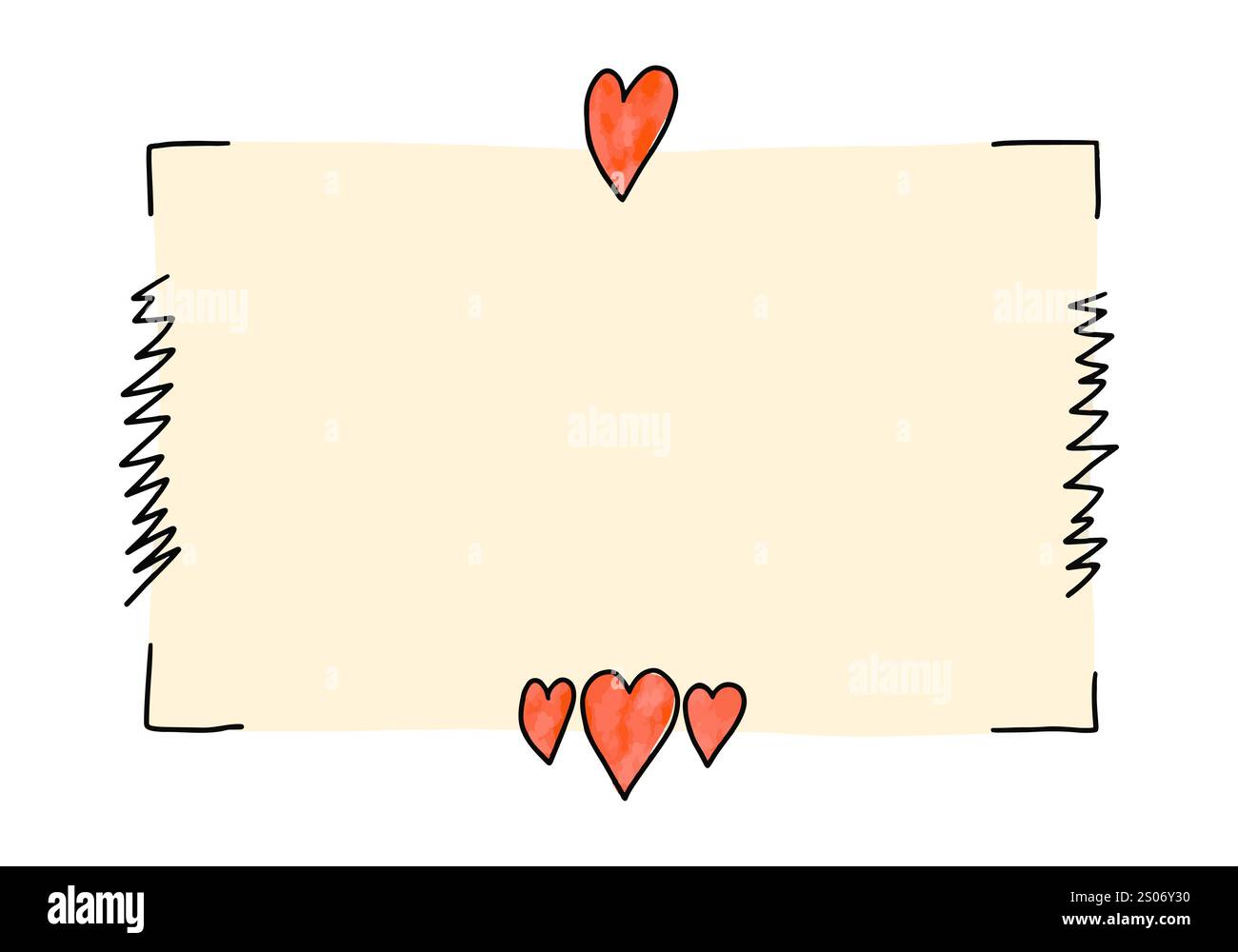 Hand drawn frame with doodle hearts, vector illustration Stock Vector ...