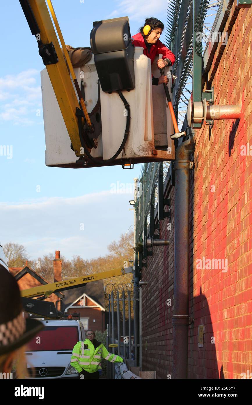 Shenstone, England, UK. 25th Dec, 2024. A Palestine Actionist uses an ...