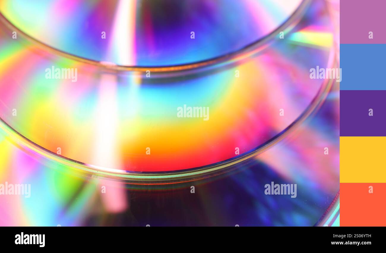 Shiny compact disks, closeup. Different color patterns Stock Photo - Alamy